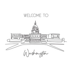 One single line drawing capitol hill landmark Vector Image