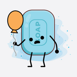 Soap cute character with simple face hands Vector Image