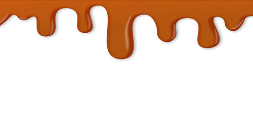 Realistic toffee melted caramel border puddles Vector Image