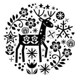 Christmas winter round pattern with reindeer Vector Image