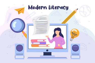 Computer E Book Literacy Vector Images (56)