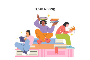 Reading book Royalty Free Vector Image - VectorStock