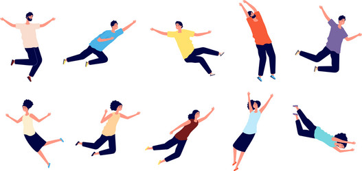 People in floating pose flying dream Royalty Free Vector