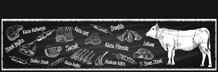 Vintage turkey beef butcher shop Royalty Free Vector Image