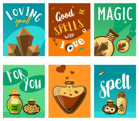 Trendy poster designs with magic potions Vector Image