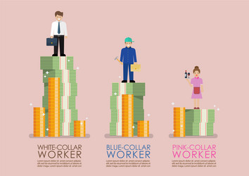 White blue and pink collar workers infographic Vector Image