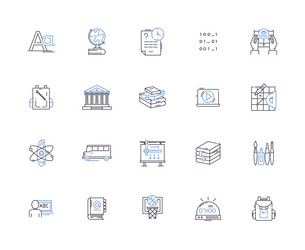 High school outline icons collection highschool Vector Image