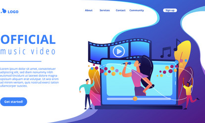 Music video concept landing page Royalty Free Vector Image