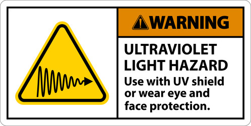 Warning ultraviolet light hazard label on white Vector Image