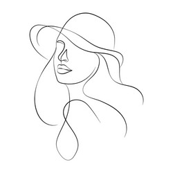 Beautiful female line art drawing Royalty Free Vector Image