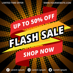 Flash sale banner with lightning strike Royalty Free Vector