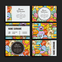 Doodle colorful hand drawn cards for kids Vector Image