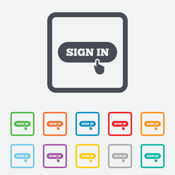 Sign in with cursor pointer icon login symbol Vector Image