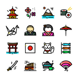 Asia icons set Royalty Free Vector Image - VectorStock