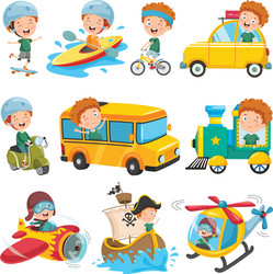 Cartoon transportation vehicle characters big set Vector Image