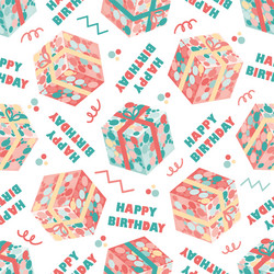 Happy birthday greeting and gift box 3d effect Vector Image