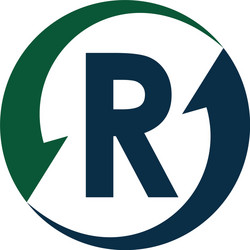 Arrow logo with letter r Royalty Free Vector Image