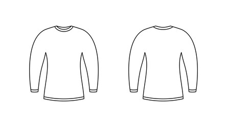 Tshirt unisex front view and back outline Vector Image