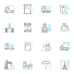 Steel mill linear icons set metallurgy blast Vector Image