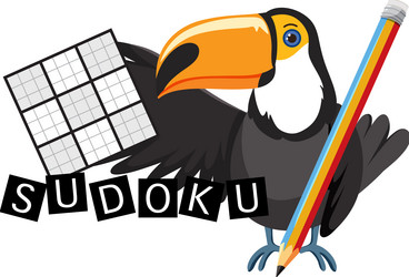 Sudoku logo design with pencil Royalty Free Vector Image