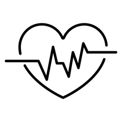 Heartbeat outline icon simple heart beat Vector Image