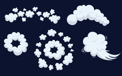 Cartoon dust clouds set comic cloud shape spray Vector Image