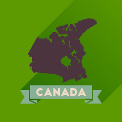 Flat icon with long shadow canada map Royalty Free Vector