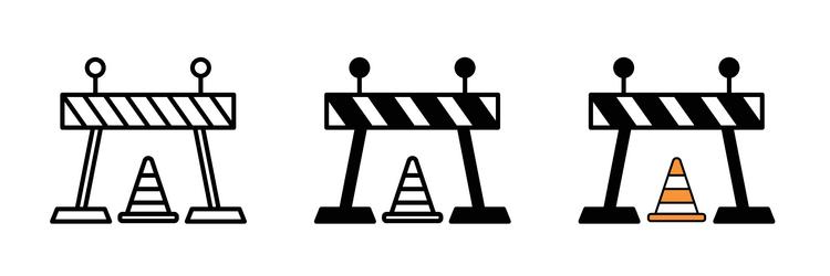 Roadblock icon set barrier and traffic obstacle Vector Image