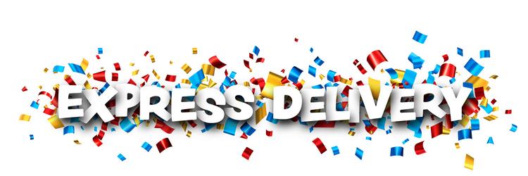 Express delivery sign over cut out ribbon Vector Image