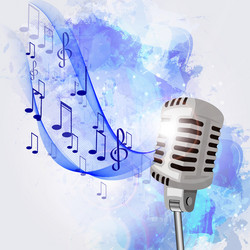 Old microphone and musical notes Royalty Free Vector Image