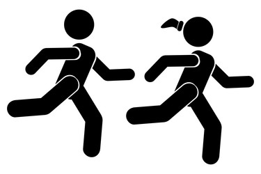 Simple set 2 obesity run stickman at treadmill Vector Image