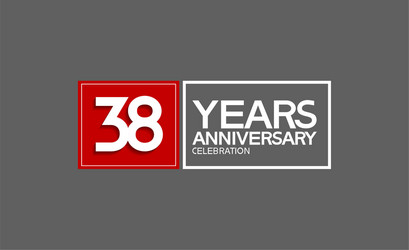 38 years anniversary logotype design with big red Vector Image