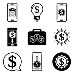 Dollar flat icon set isolated on white background Vector Image