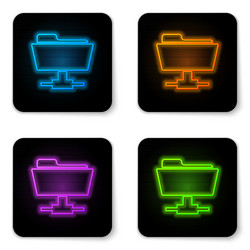 Glowing neon folder icon isolated on white Vector Image