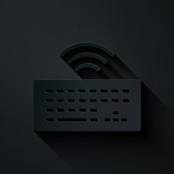 Paper cut wireless computer keyboard icon isolated
