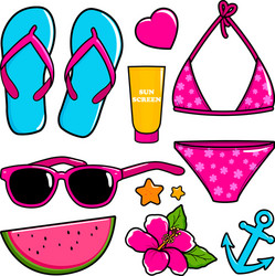 Children summer beach vacation set Royalty Free Vector Image
