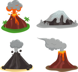 Different types rocks and volcano eruptions Vector Image