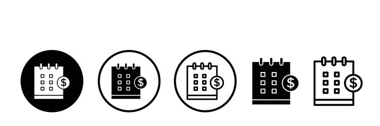 Salary day icon set payment paid calender Vector Image