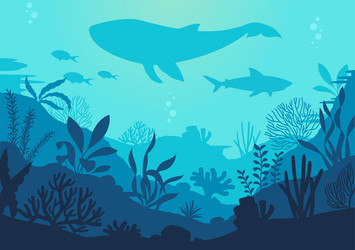 Underwater seabed deep ocean seascape undersea Vector Image