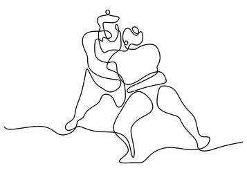 One continuous line drawing of two young big Vector Image