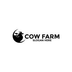 Cow farm logo design template livestock Royalty Free Vector
