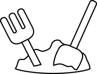Silhouette shovel and rake camera Royalty Free Vector Image