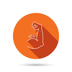 Biceps muscle icon bodybuilder strong arm sign Vector Image