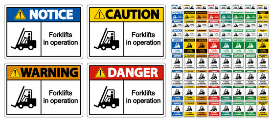 Security notice forklifts in operation symbol Vector Image