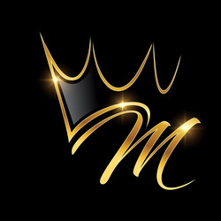 Golden monogram crown initial letter r Royalty Free Vector