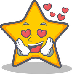 Star character cartoon style with heart Royalty Free Vector