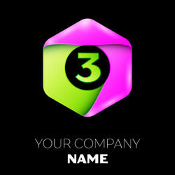 Realistic number three symbol in colorful circle Vector Image