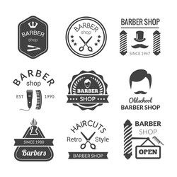 Barber shop symbols signs labels collection Vector Image