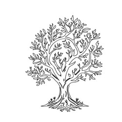 Haunted tree outline sketch Royalty Free Vector Image