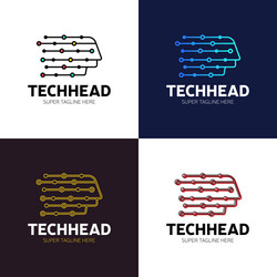 Head tech logo pixel concept robotic Royalty Free Vector